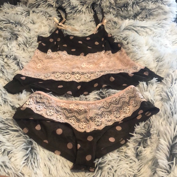 Cabernet | Intimates & Sleepwear | Brown And Light Pink Lingerie Set ...